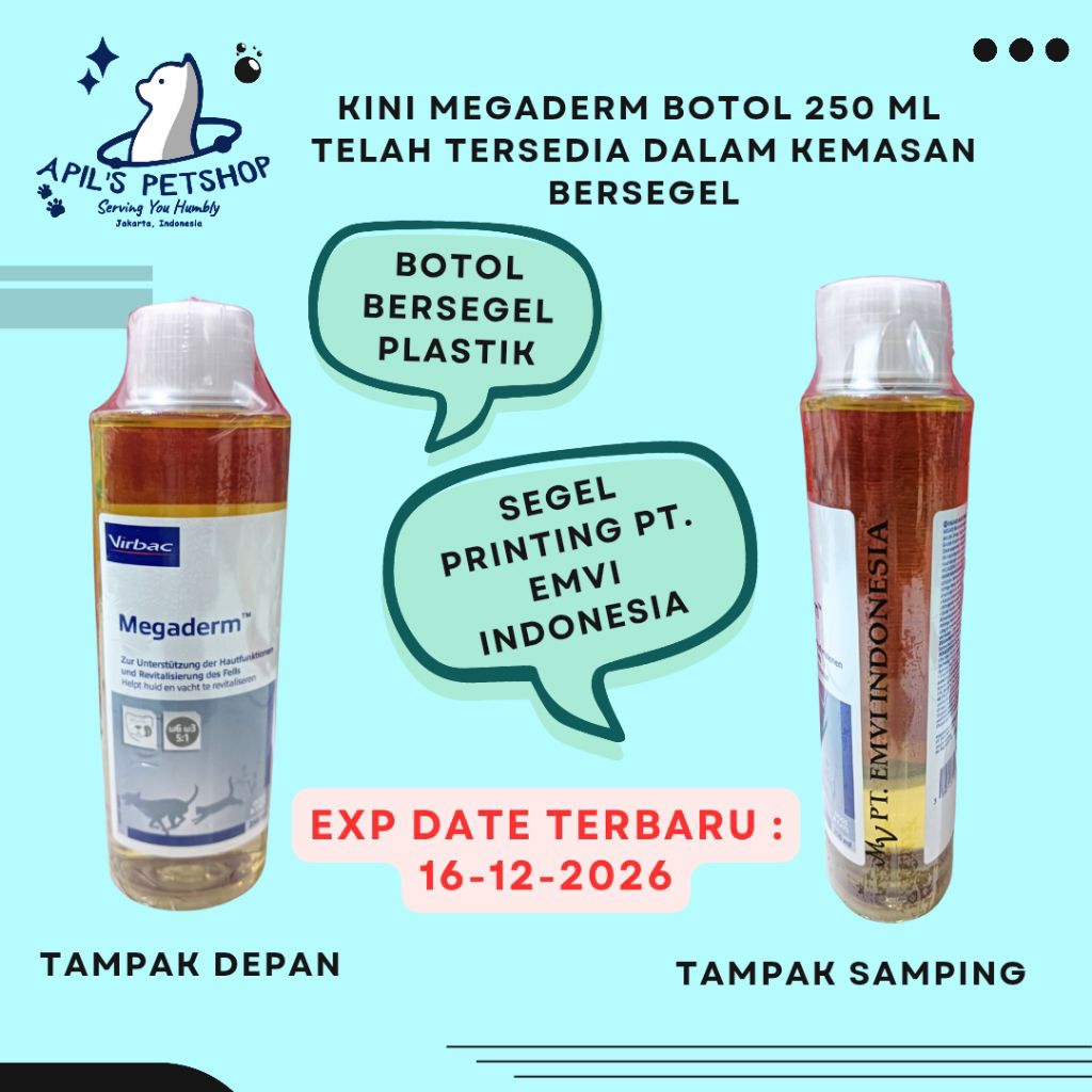 Jual MEGADERM BOTOL 250 ML - VITAMIN UNTUK BULU KUCING DAN ANJING ...