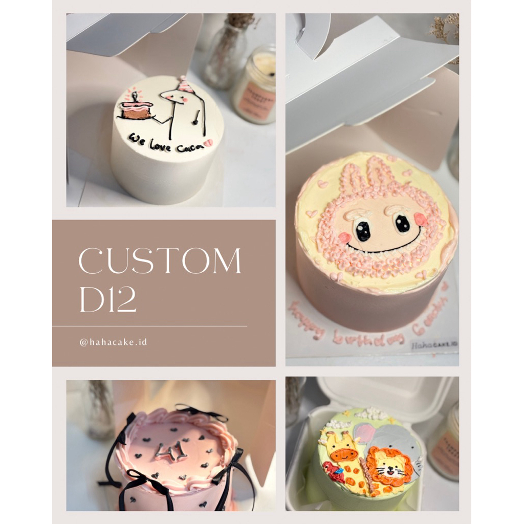 Jual cake ultah mini d12cm simple design with ribbon korean cake kue ...