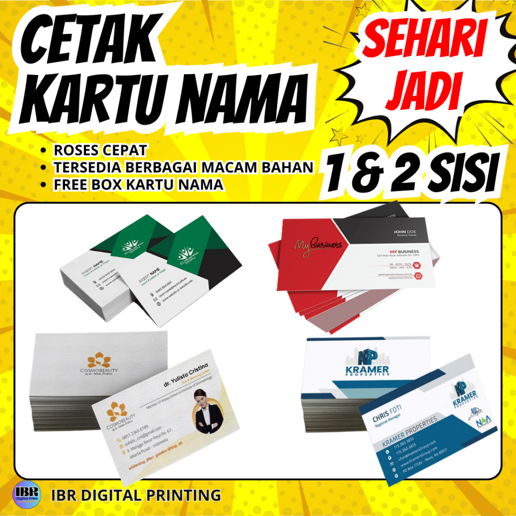 Jual Cetak Kartu Nama Custom Bahan AC260 | Shopee Indonesia