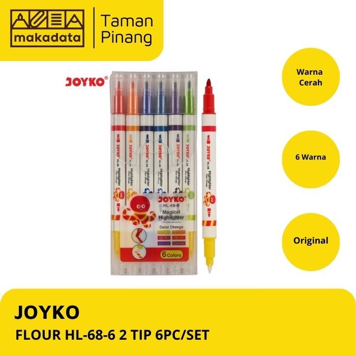 Jual JOYKO HIGHLIGHTER / FLOUR DOUBLE TIP HL-68-6 (1 SET) | Shopee ...
