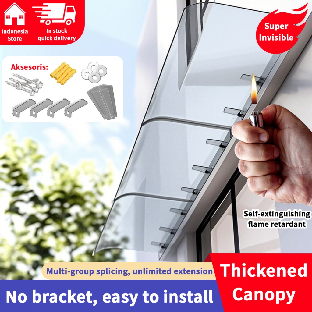 Jual Bracketless Transparent Invisible Canopy Window Balcony Eaves ...