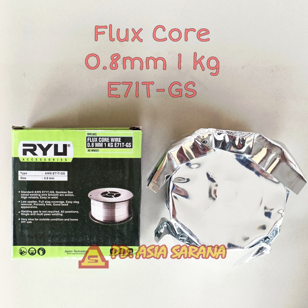 Jual Kawat Las Flux Core 0.8mm 1 Kg MIG Wire AWS E71T-GS RYU AC-WW221 ...
