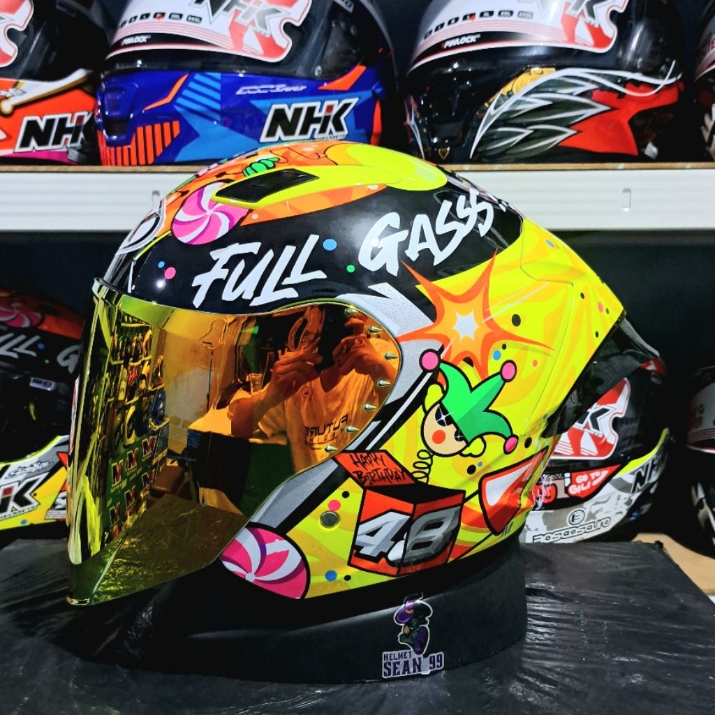 Jual HELM NHK R1 ELITE GP IVAN ORTOLA #5 SINGLE VISOR LIGHT SMOKE HALF FACE ORIGINAL SNI ...