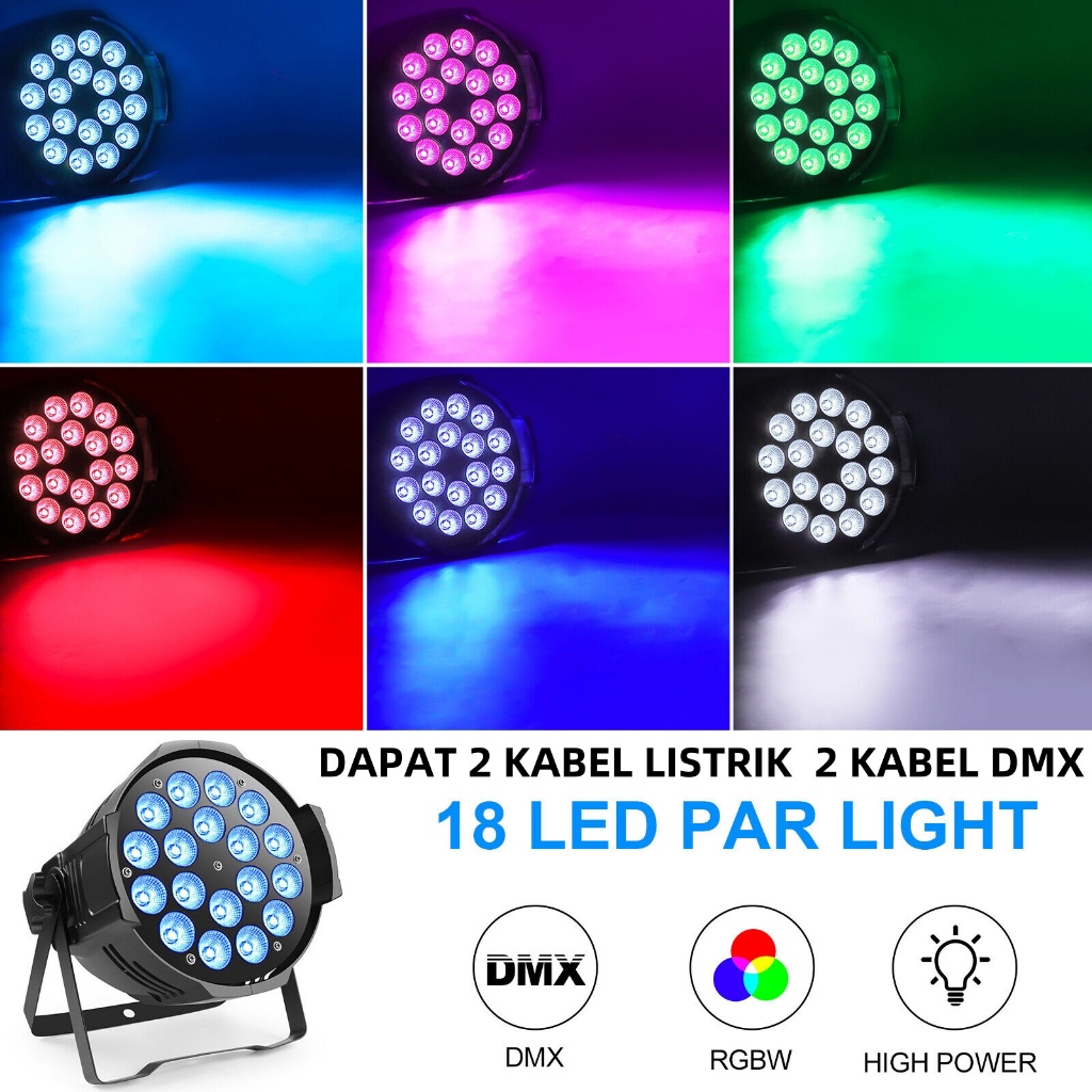 Jual Par led 18 LED X 10 Watt full colour RGBW 4in1 (DAPAT 2 KABEL ...