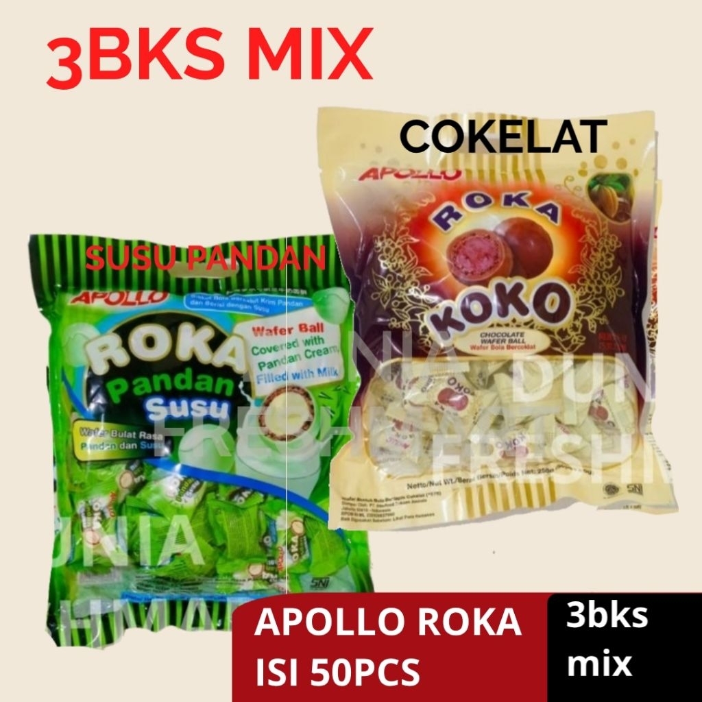 Jual [PAKET ISI 3BKS] APOLLO ROKA ISI 50PCS/300GR RASA KOKO/PANDAN SUSU ...