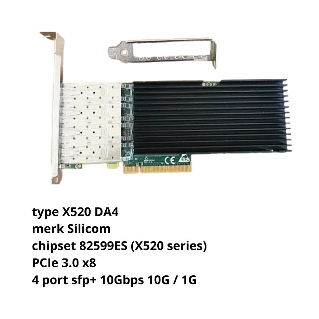 Jual Card SFP+ Intel x520 da4 Quad 4 Port SFP+ 10G Support Mikrotik x86 ...