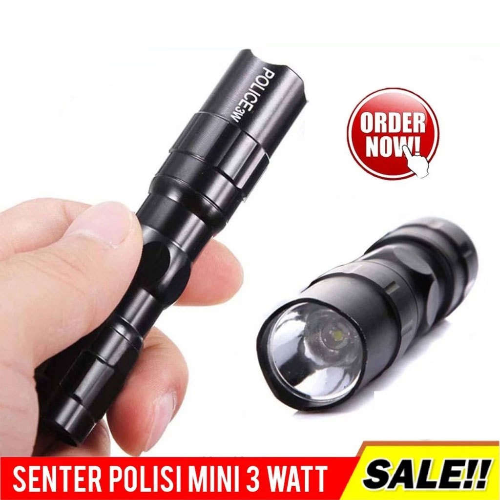 Jual Senter Police Senter Swat Mini Senter LED Super Terang Jarak Jauh Anti Air Senter LED ...