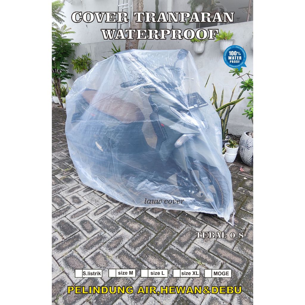 Jual Cover Transparan Tebal 0.8 sarung motor tebal garansi uang kembali ...