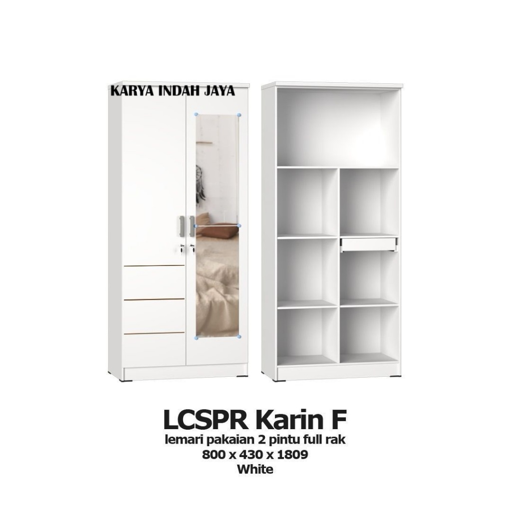 Jual Lemari Pakian LSCP R Karin Full Rak (2p kaca lurus) | Shopee Indonesia