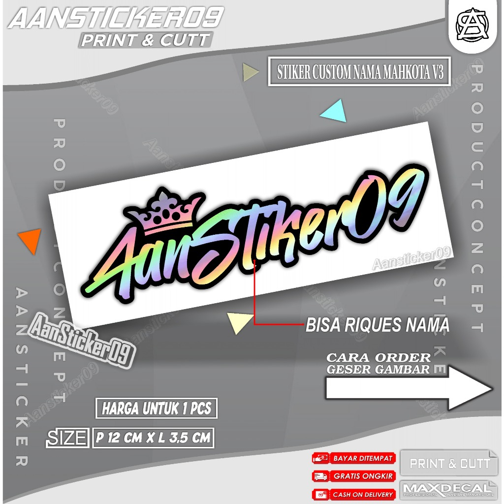 Jual Stiker Nama Stiker Custom Tulisan Suka Suka V3 Hologram Pakai ...