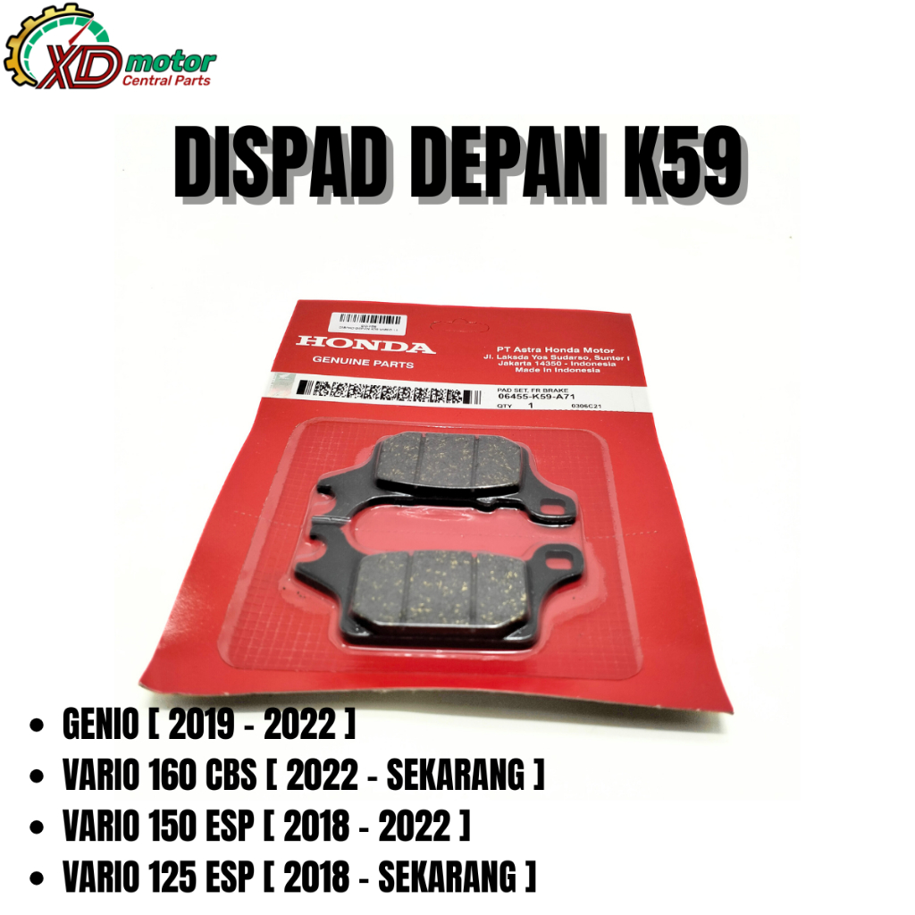 Jual DISPAD DEPAN KAMPAS REM DEPAN K59 HONDA GENIO VARIO 160 CBS 150 ...
