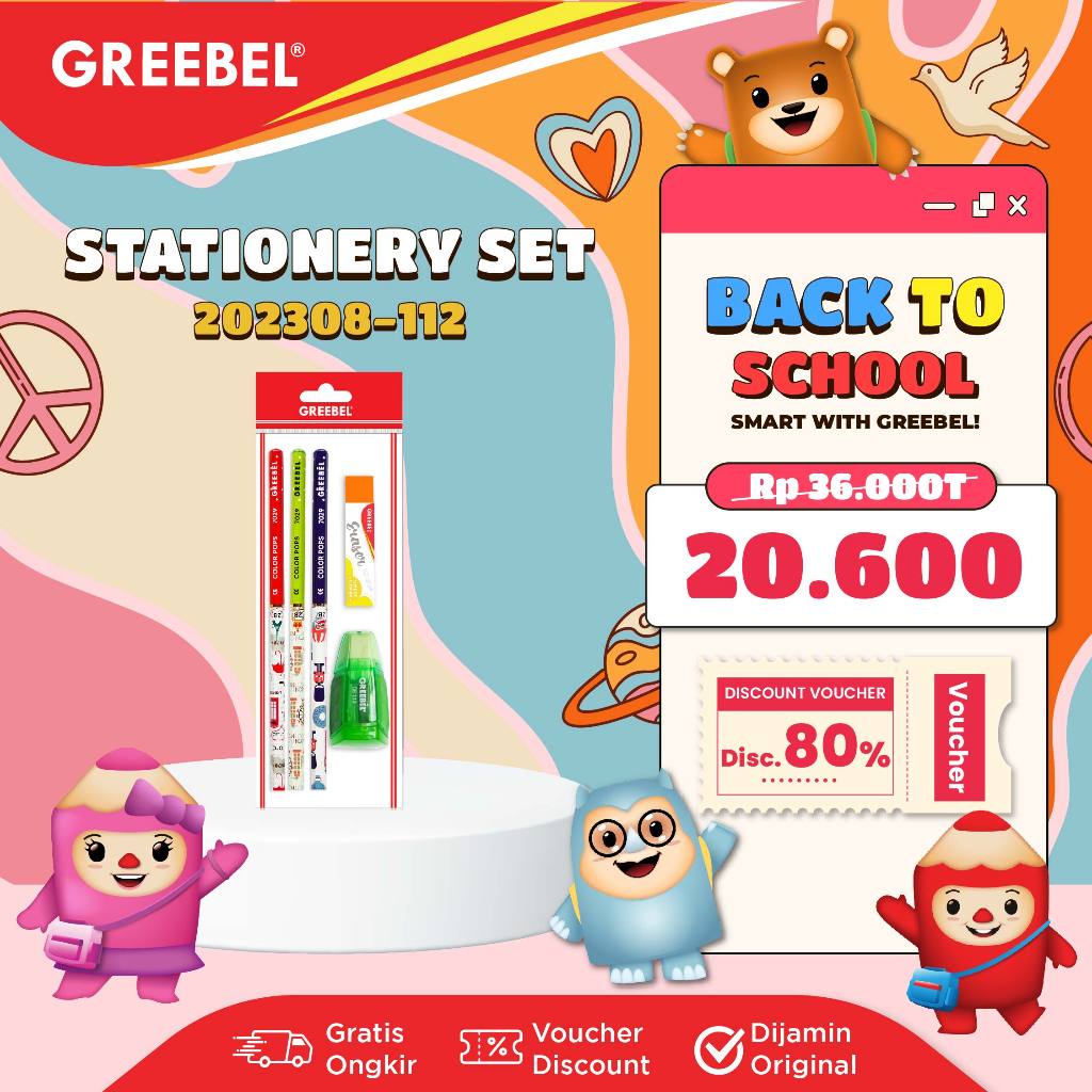 Jual GREEBEL Paket Alat Tulis Sekolah / Stationery Set 202308- 112 ...
