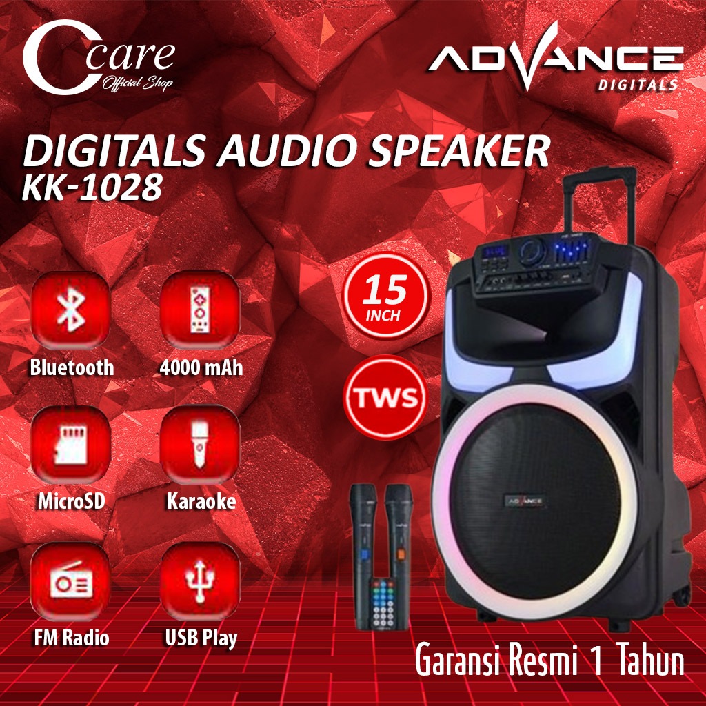 Jual Advance Digitals Audio Speaker KK-1028 15 inch RMS 65W Free 2 Mic ...