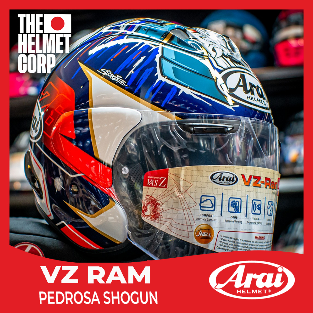 Jual HELM ARAI VZ-RAM PEDROSA SHOGUN HALF FACE HELMET VZ-RAM BLUE ...