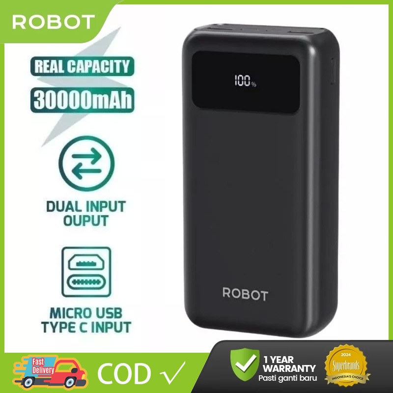 Jual Power Bank Robot 30000mAh Powerbank Big Capacity Fast Charging 22 ...