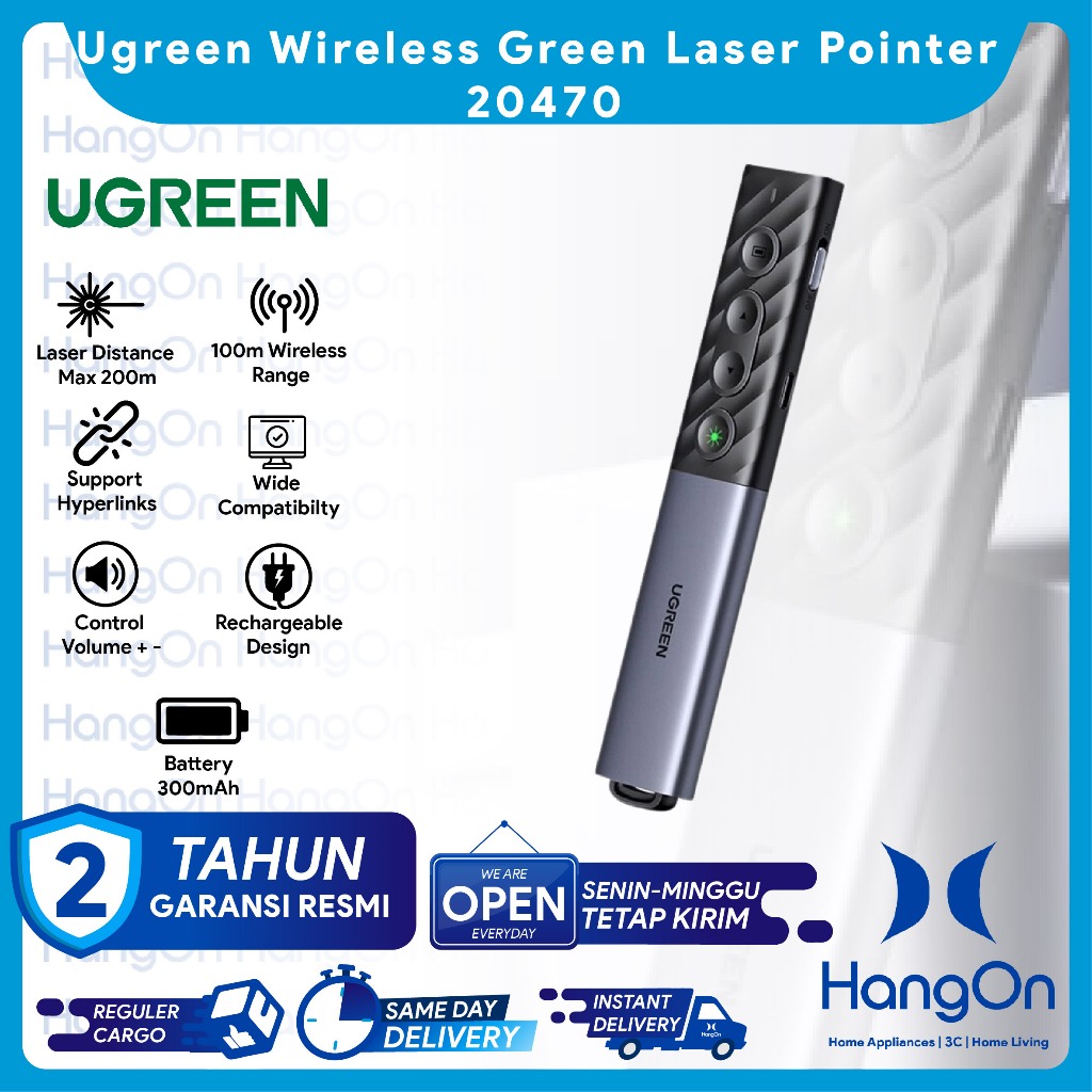 Jual Ugreen 20470 Wireless Green Light Laser Pointer Presenter Dual ...