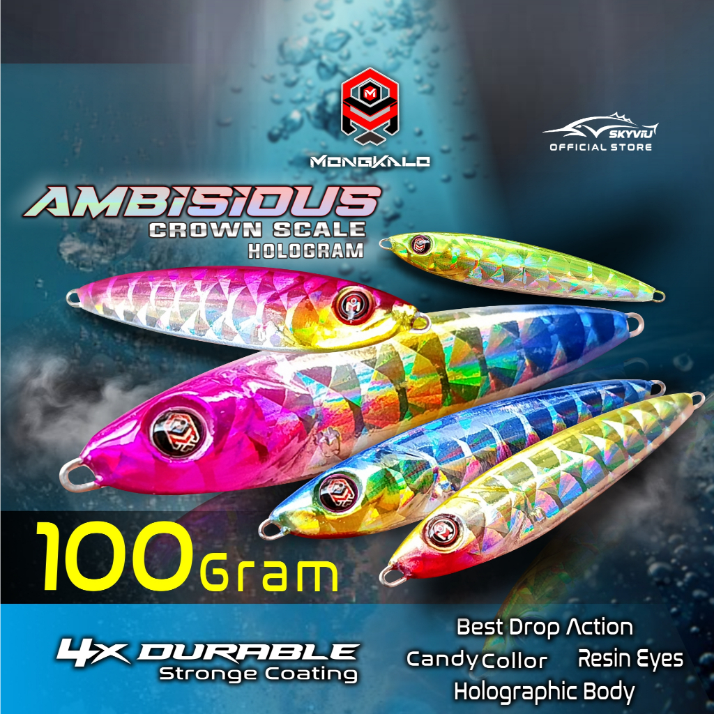 Jual Umpan Metal Jig 100 Gram Slow Jigging Mongkalo AMBISIOUS Hologram Killer Umpan Laut Jiging ...