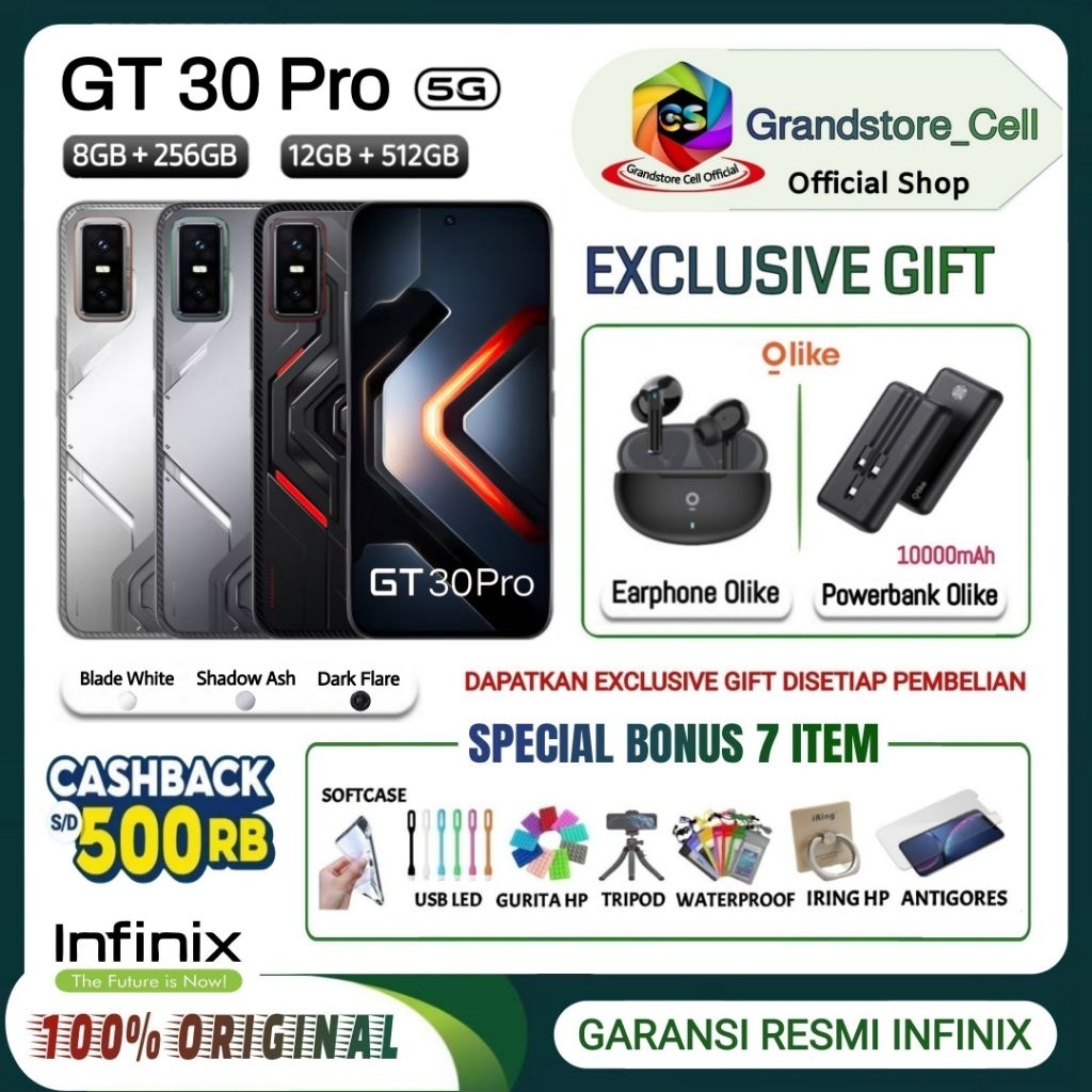 Jual INFINIX GT 30 Pro 5G RAM 8/256GB - RAM 12/512GB - Dimensity 8350, GARANSI RESMI INFINIX ...