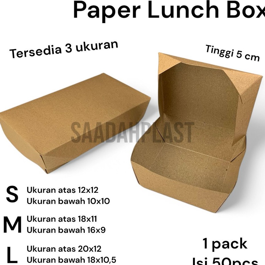 Jual ISI 5 Paper Lunch Box Craft Kertas Kraft Coklat Laminasi Size S M L | Shopee Indonesia