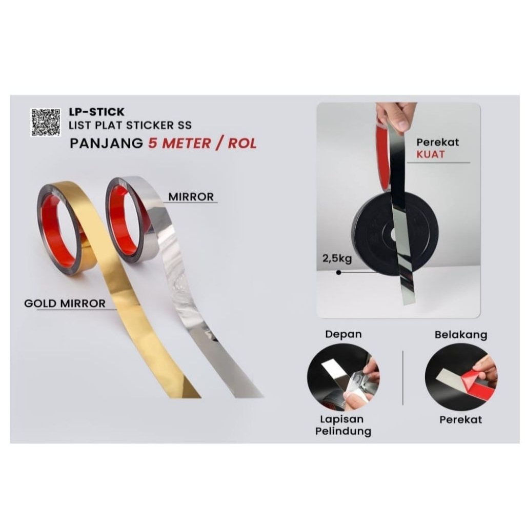 Jual Huben list plat sticker gold/plat mirror gold/list ss gold/list ...