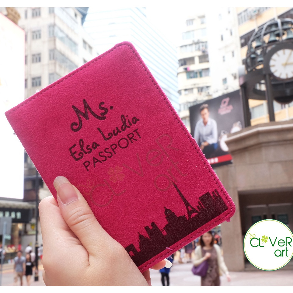 Jual KODE G3Y Passport Cover CUSTOM NAMA ITALIAN SUEDE CITY SILHOUETTE | Shopee Indonesia