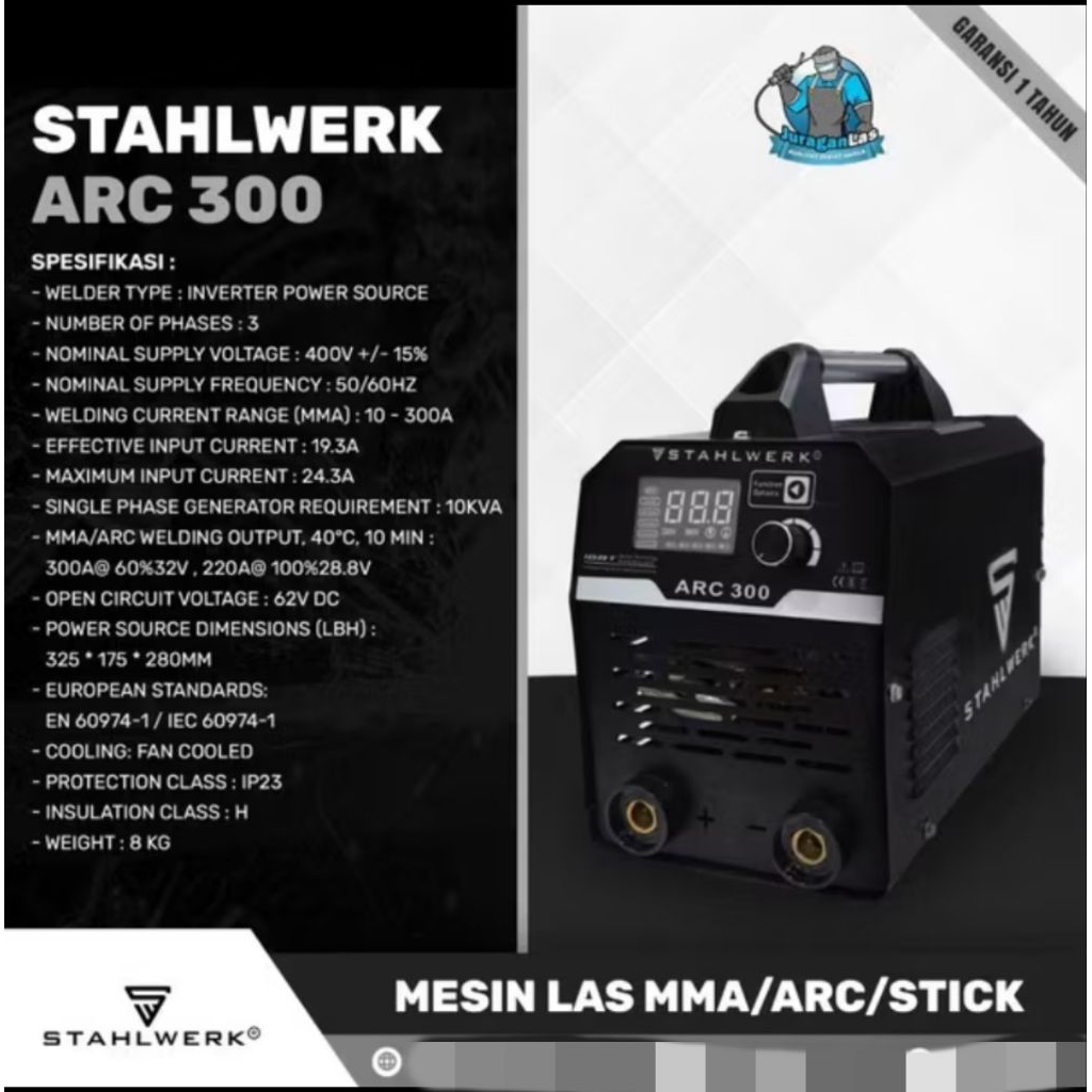 Jual STAHLWERK ARC 300E IGBT Mesin Las MMA DC 300A | Shopee Indonesia