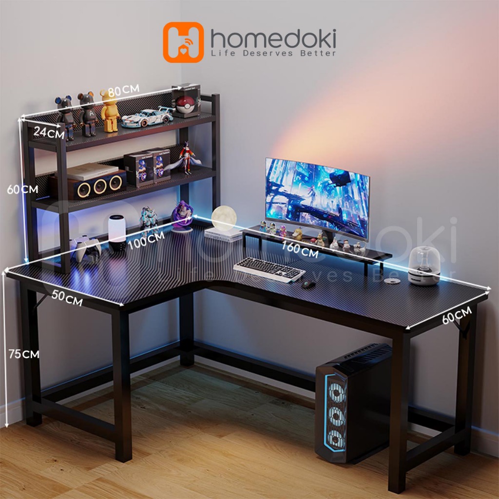 Jual Homedoki Meja Gaming / L shaped Meja / Meja Komputer Serat Karbon ...
