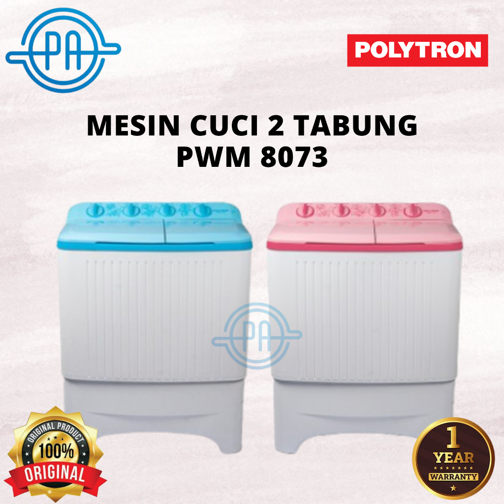Jual MESIN CUCI 2 TABUNG POLYTRON 8 KG TWIN TUB PWM-8073B/P / PWM 8073 ...