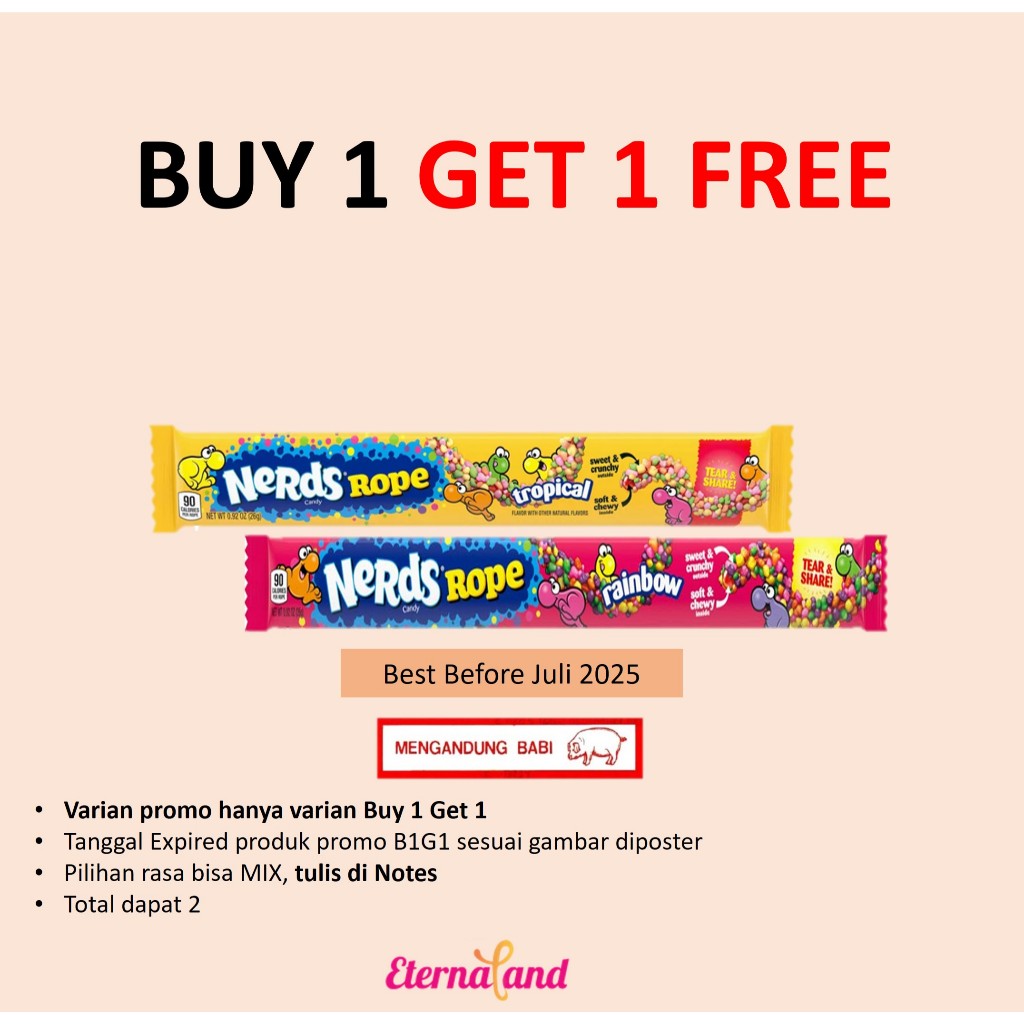 Jual Nerds Rope Candy - permen impor USA (NON HALAL) | Shopee Indonesia