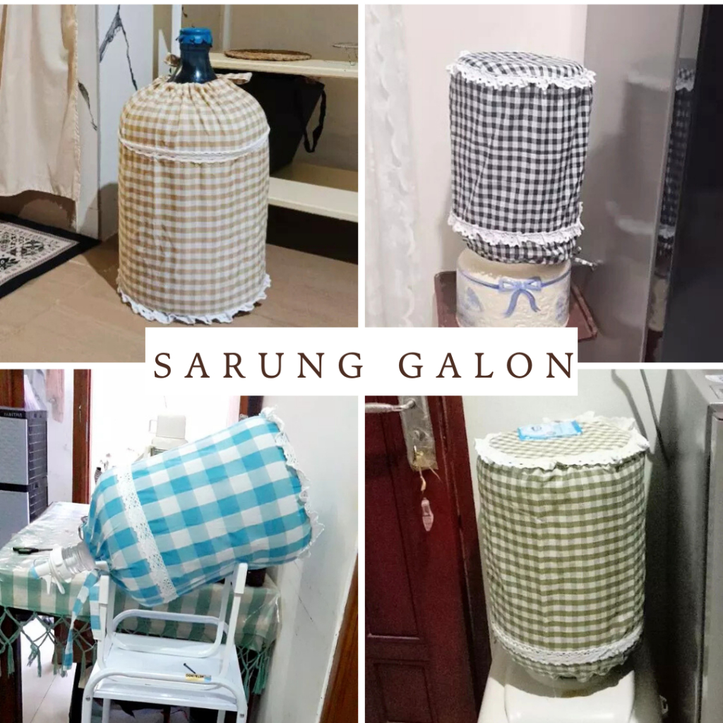Jual Sarung Cover Galon Kotak Kotak Renda Motif Cantik Pelindung Galon ...