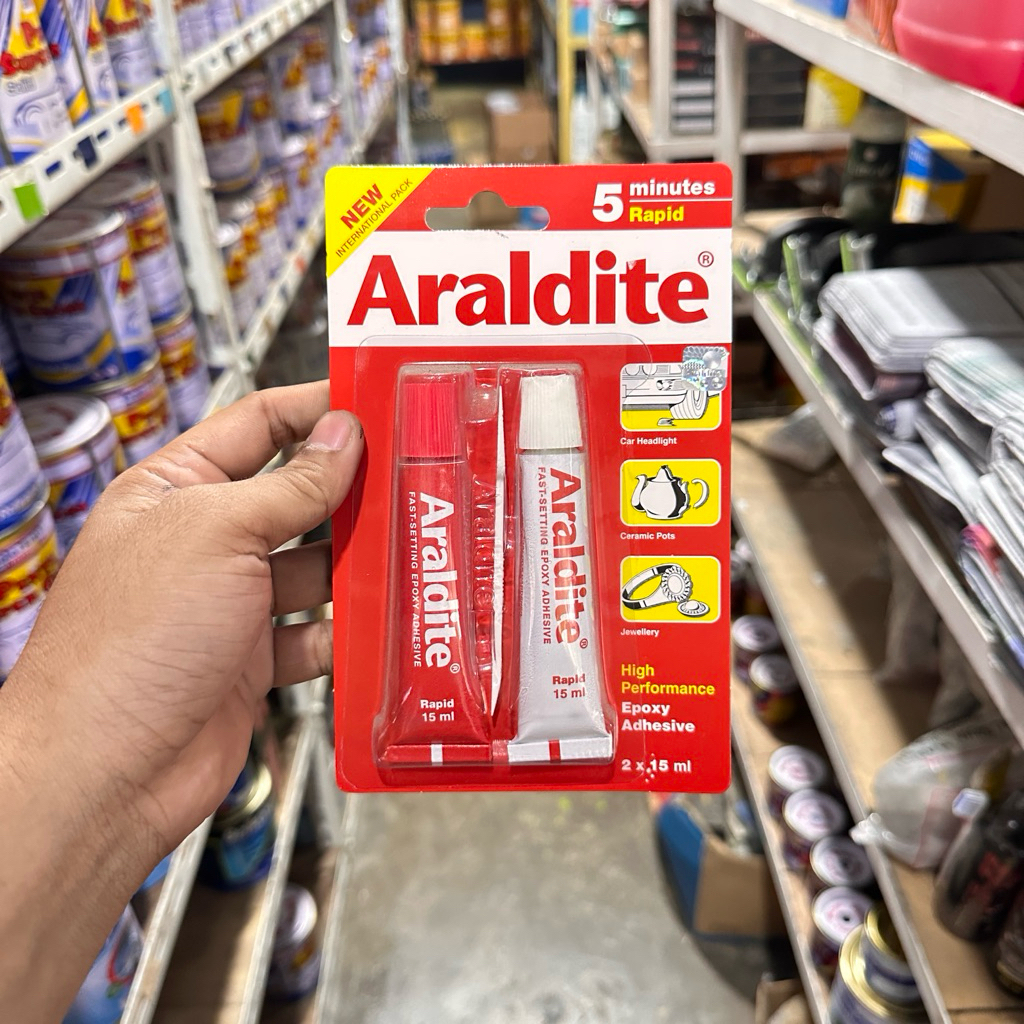 Jual Lem Epoxy Besi Araldite Rapid 5 Menit / LEM ARALDITE RAPID MERAH ...