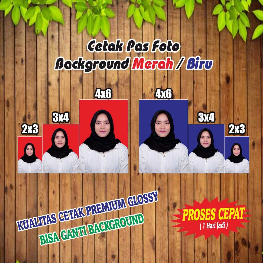 Jual Cetak Pas Foto ukuran 2x3 3x4 4x6 Isi 6 Bisa Ganti Background Gratis Sehari Jadi | Shopee ...