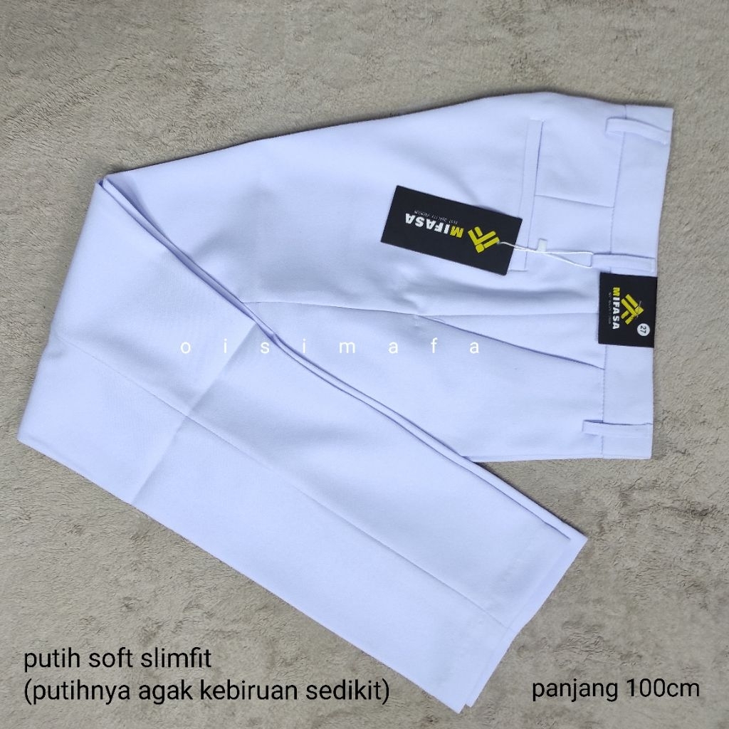 Jual OISIMAFA - celana bahan putih soft blue premium slimfit | celana ...
