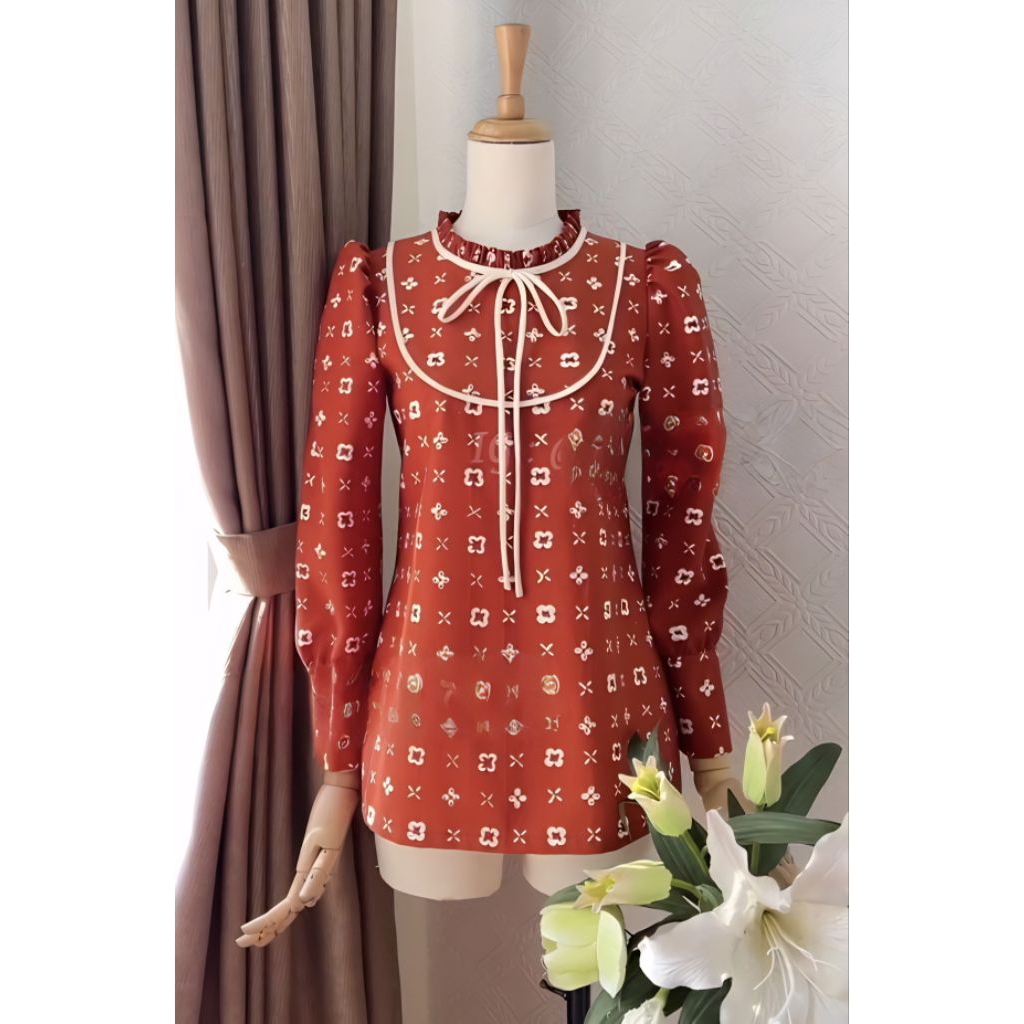 Jual TENUN_GAYA batik wanita modern Blouse batik wanita atasan batik ...