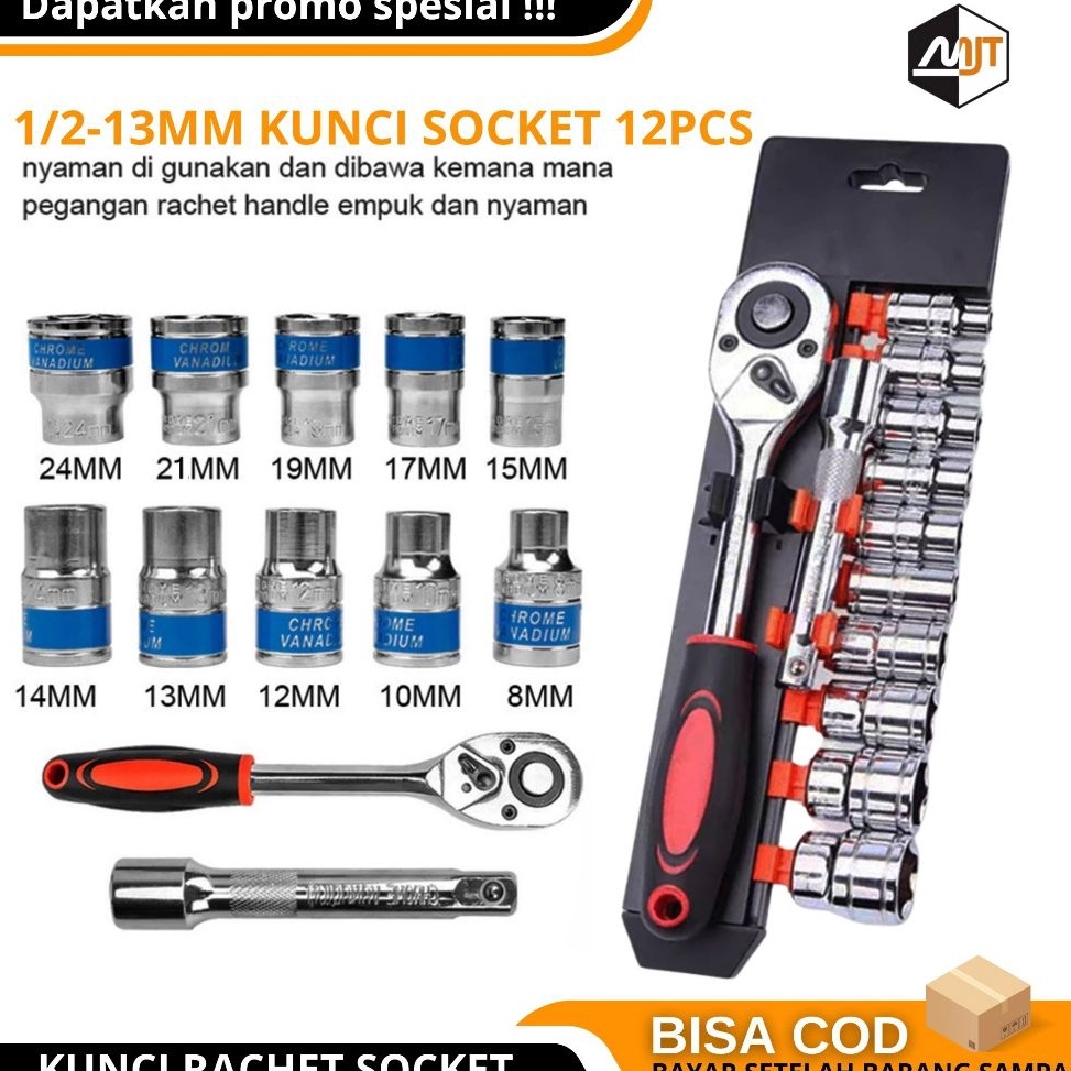 Jual KODE V77V Socket Wrench Set Ratchet Kunci Pas 12 Pcs Kunci Set ...