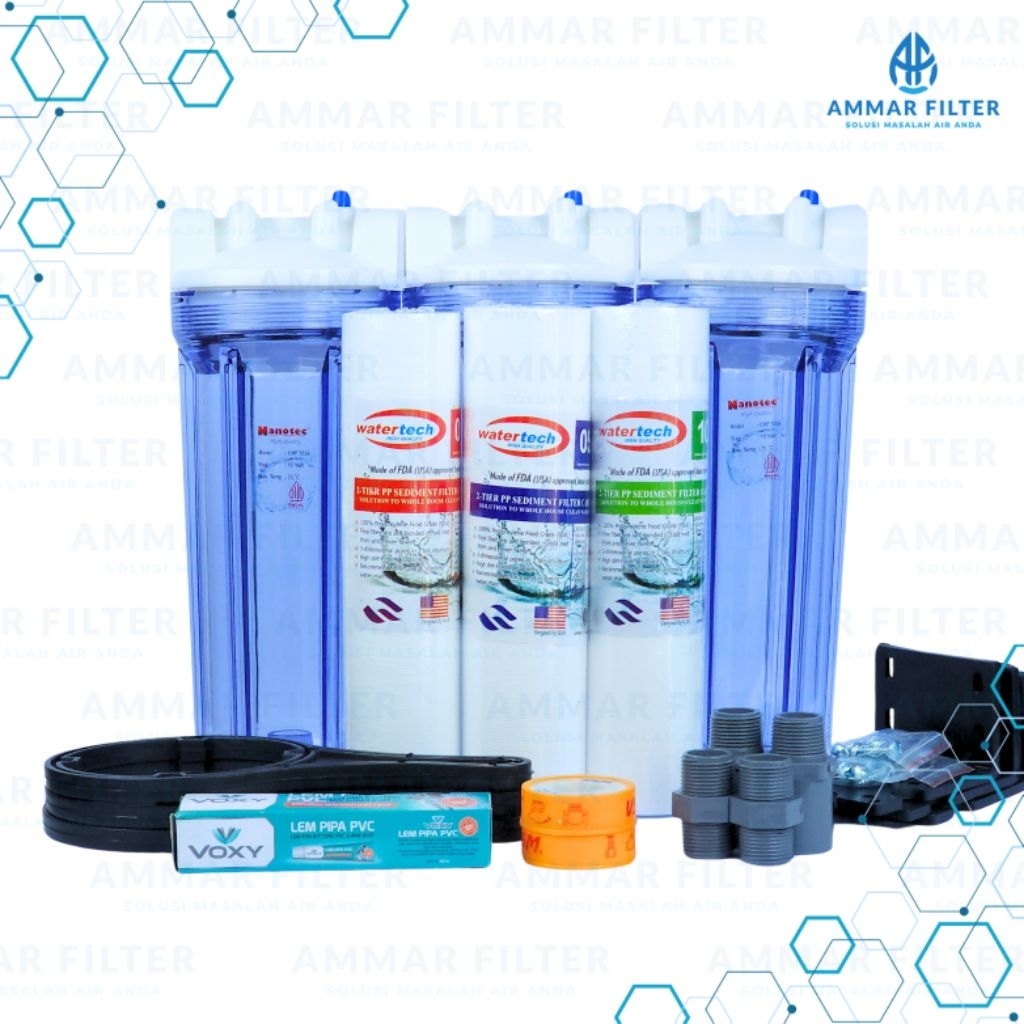 Jual Paket Filter Air Kotor 3 tahap Nanotec Eugen Puretrex 10 inch ...