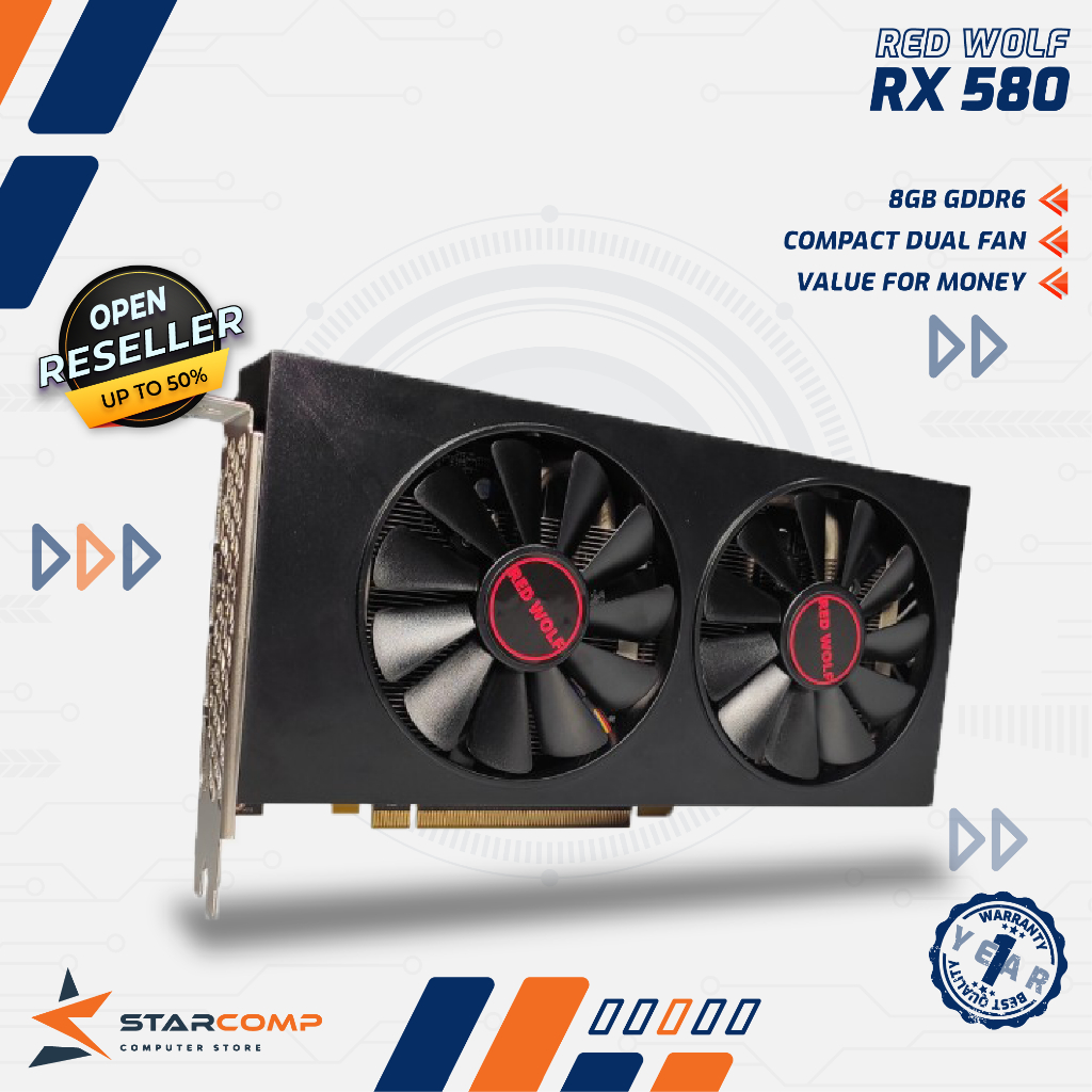 Jual RED WOLF Radeon RX 580 8GB GDDR5 VGA RX580 DDR5 Graphic Card ...