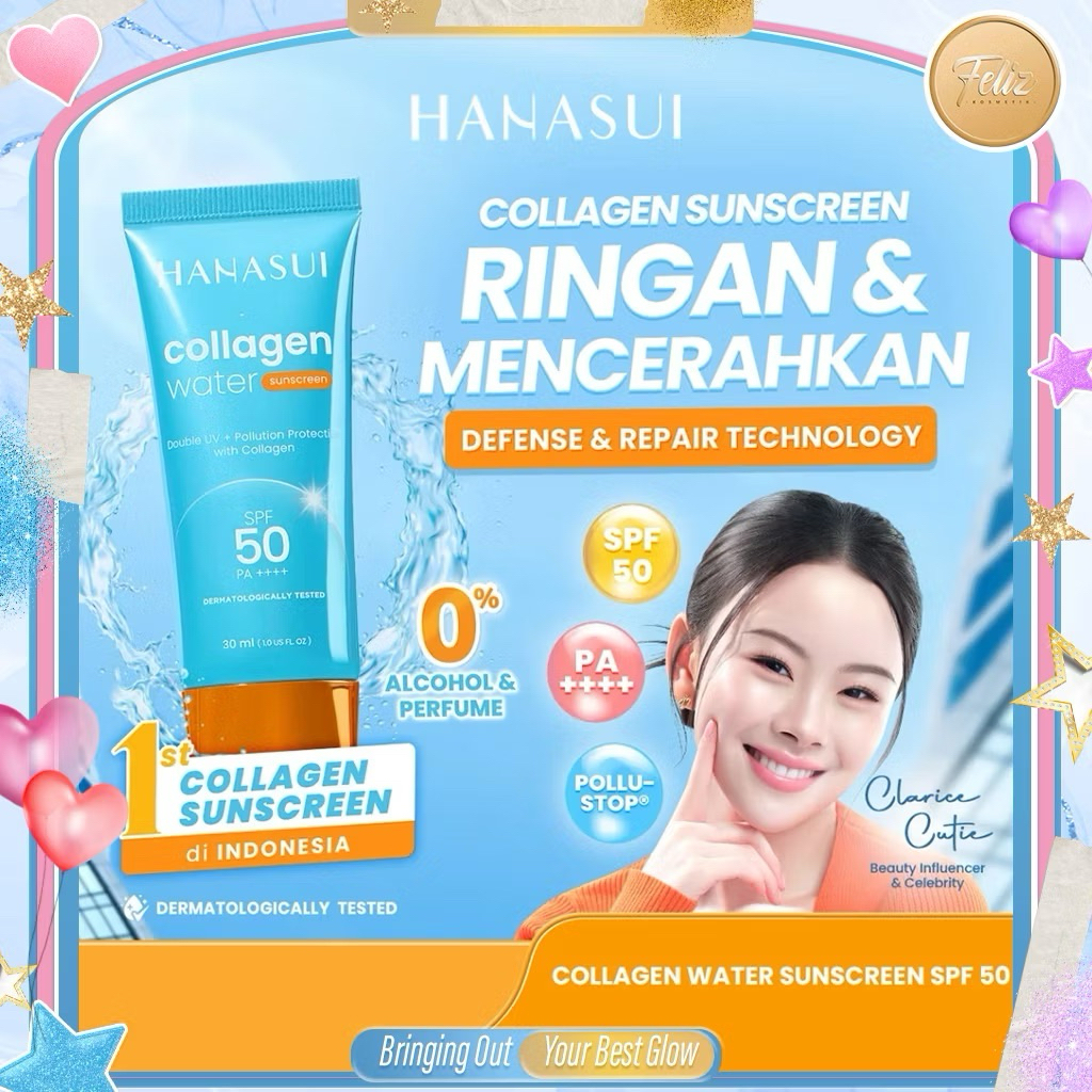 Jual Hanasui Collagen Water Sunscreen Moisturizing SPF50 PA++++ 30ml ...