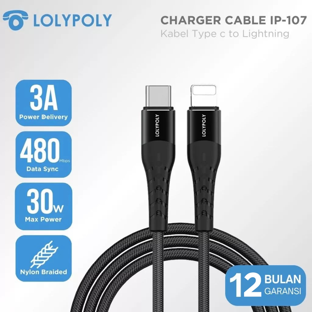 Jual LOLYPOLY Kabel Charger 107 USB C to Lightning / Type C to Type C ...