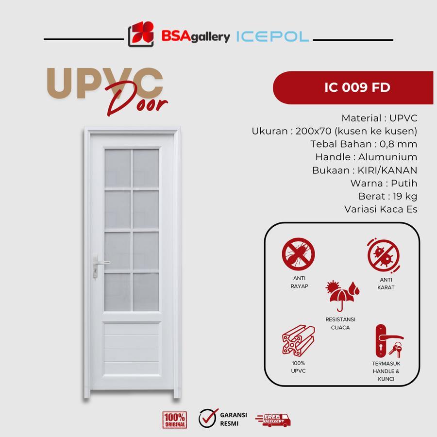 Jual PINTU KAMAR MANDI UPVC ICEPOL 200X70 + KUSEN + HANDLE / PINTU UPVC ...