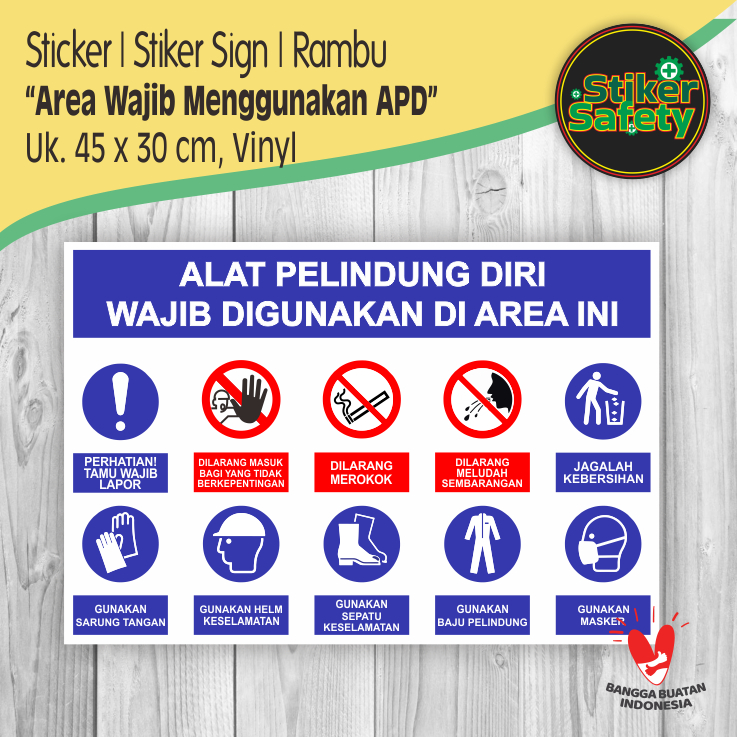 Jual Sticker Stiker Sign Rambu | Area Wajib Menggunakan Alat Pelindung ...