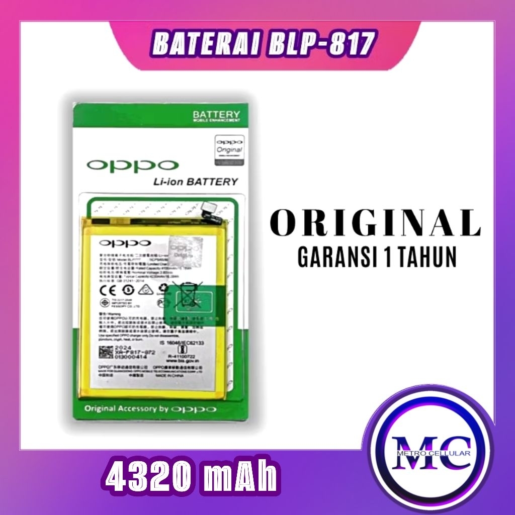 Jual BATERAI BLP-817 OPP0 A15 / A15S / BLP-817 ORIGINAL | Shopee Indonesia