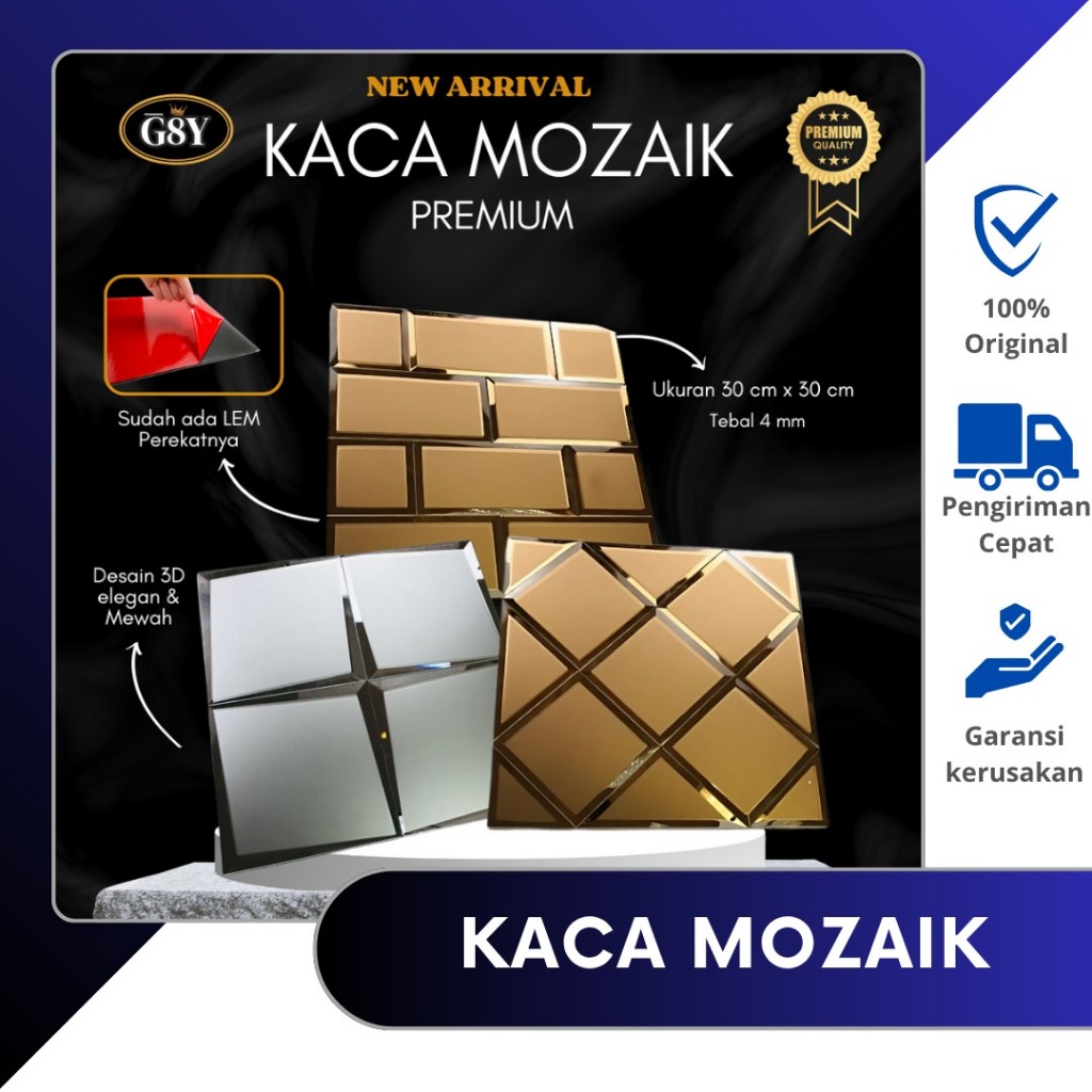 Jual KACA CERMIN BEVEL MOZAIK / TEBAL 4MM / UKURAN 30CM X 30CM / SUDAH ...