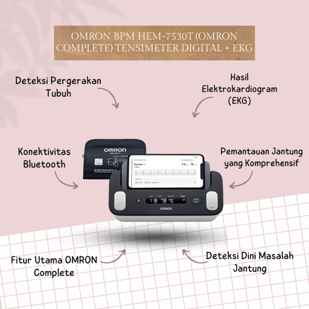 Jual Omron BPM HEM-7530T (OMRON Complete) Tensimeter Digital + EKG | Shopee Indonesia