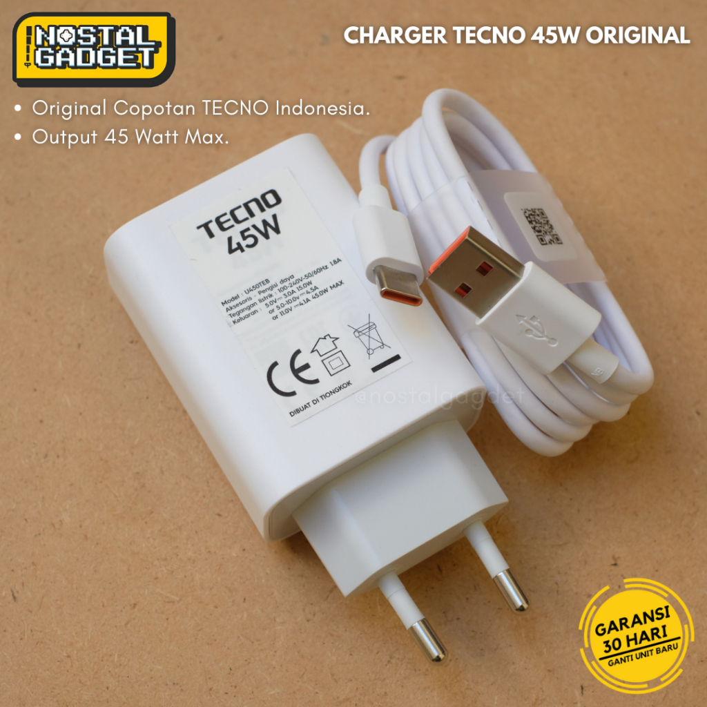 Jual Charger TECNO 45W CAMON 40 PRO POVA 4 PRO 5G Fast Charging ...