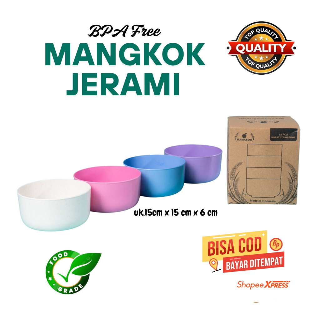 Jual Set Mangkok Plastik Sidedish Mangkuk Jerami Mangkok Kecil Tahan ...