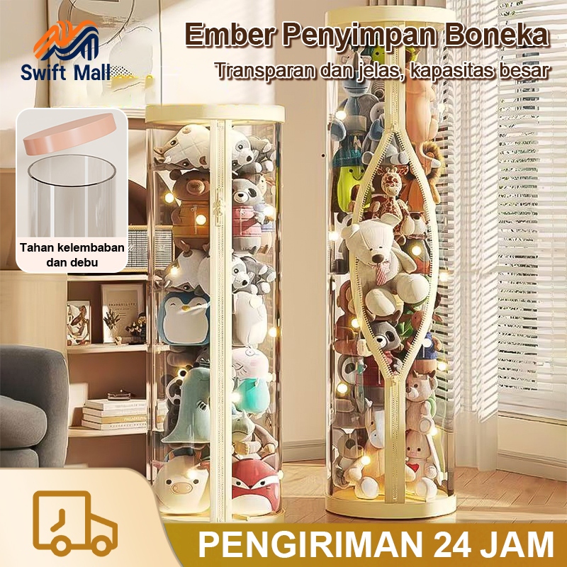 Jual Swift Mall Doll Storage Bucket Gaya Ritsleting Transparan Tabung ...