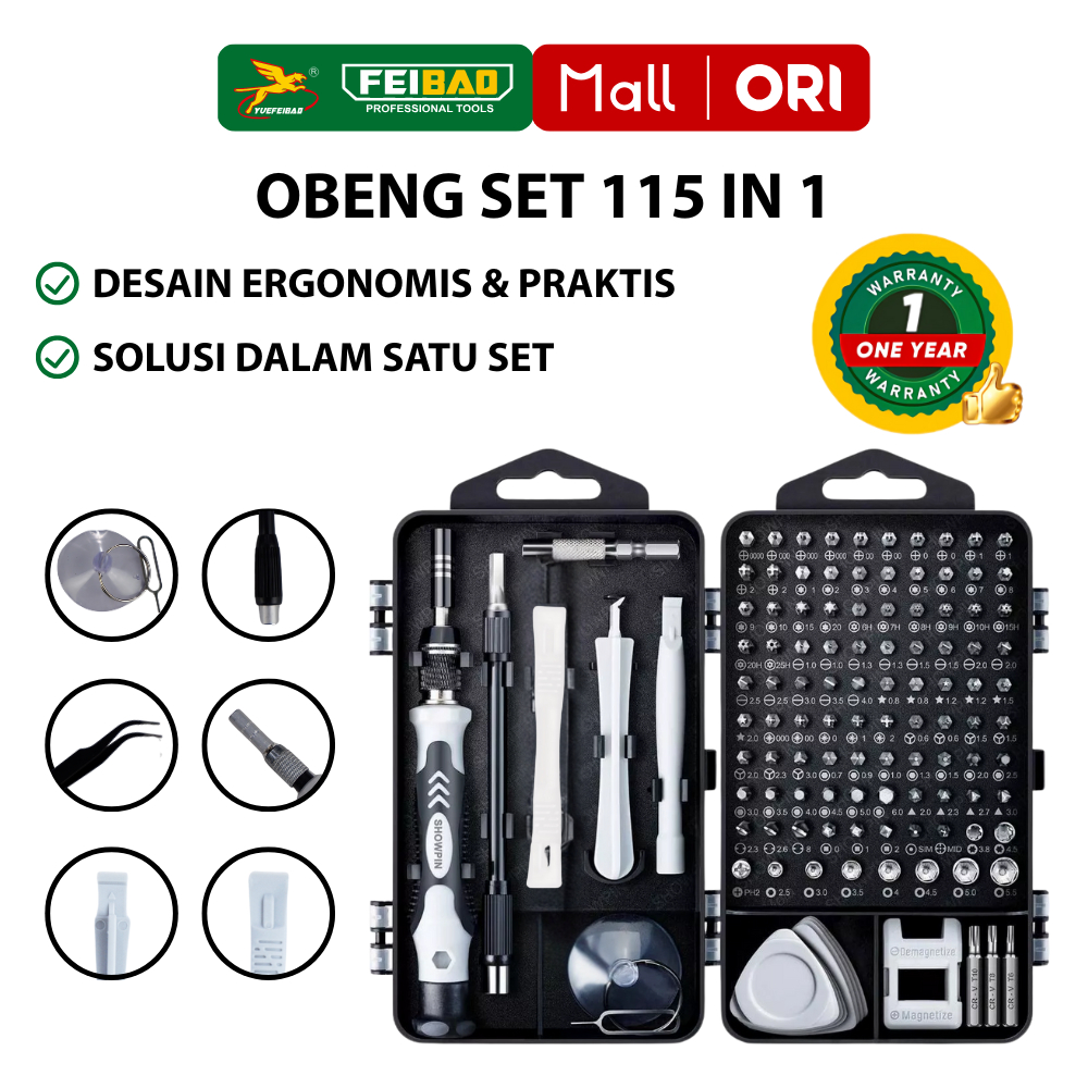 Jual FEIBAO Obeng set 115 in 1 Set Alat Reparasi Jam Tangan Ponsel Kamera Komputer Mainan ...