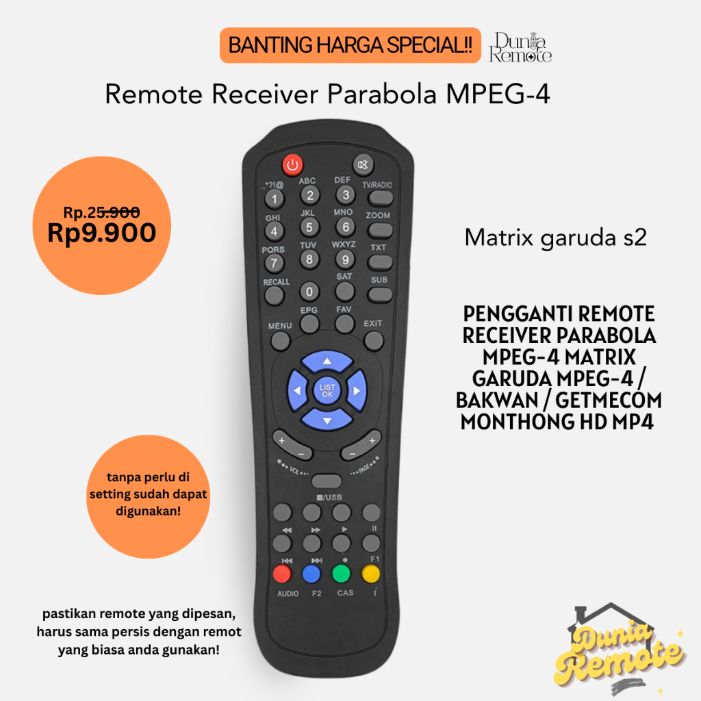 Jual Remot Remote Receiver Parabola Matrix Garuda CAS MPEG-4 / Nex Parabola Mola Matrix Burger ...