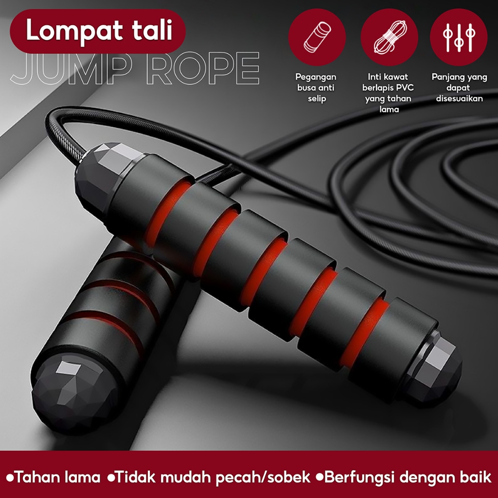 Jual HTD SPORT Jump Rope Tali Skipping Lompat Adjustable Pegangan Busa ...